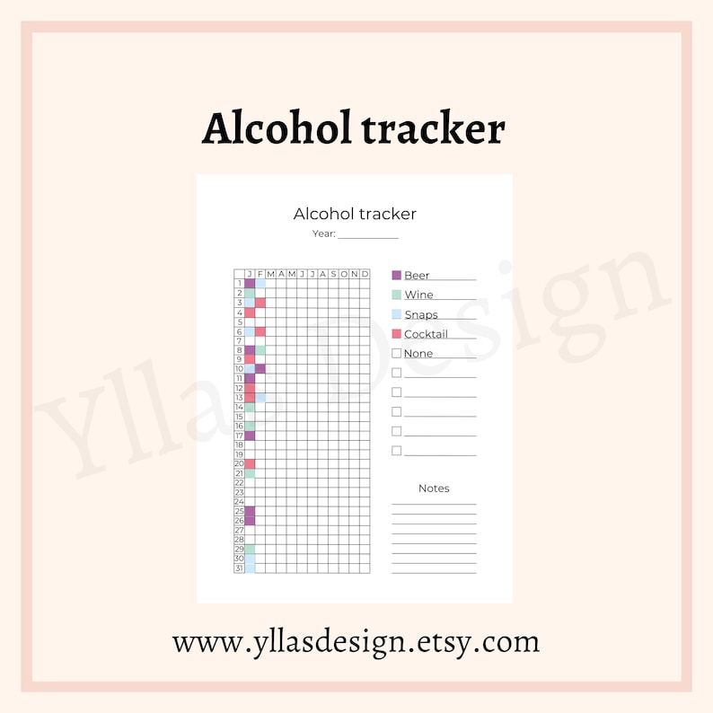 Alcohol Tracker Printable Planner Page Pdf Track Alcohol Wine Tracker ...
