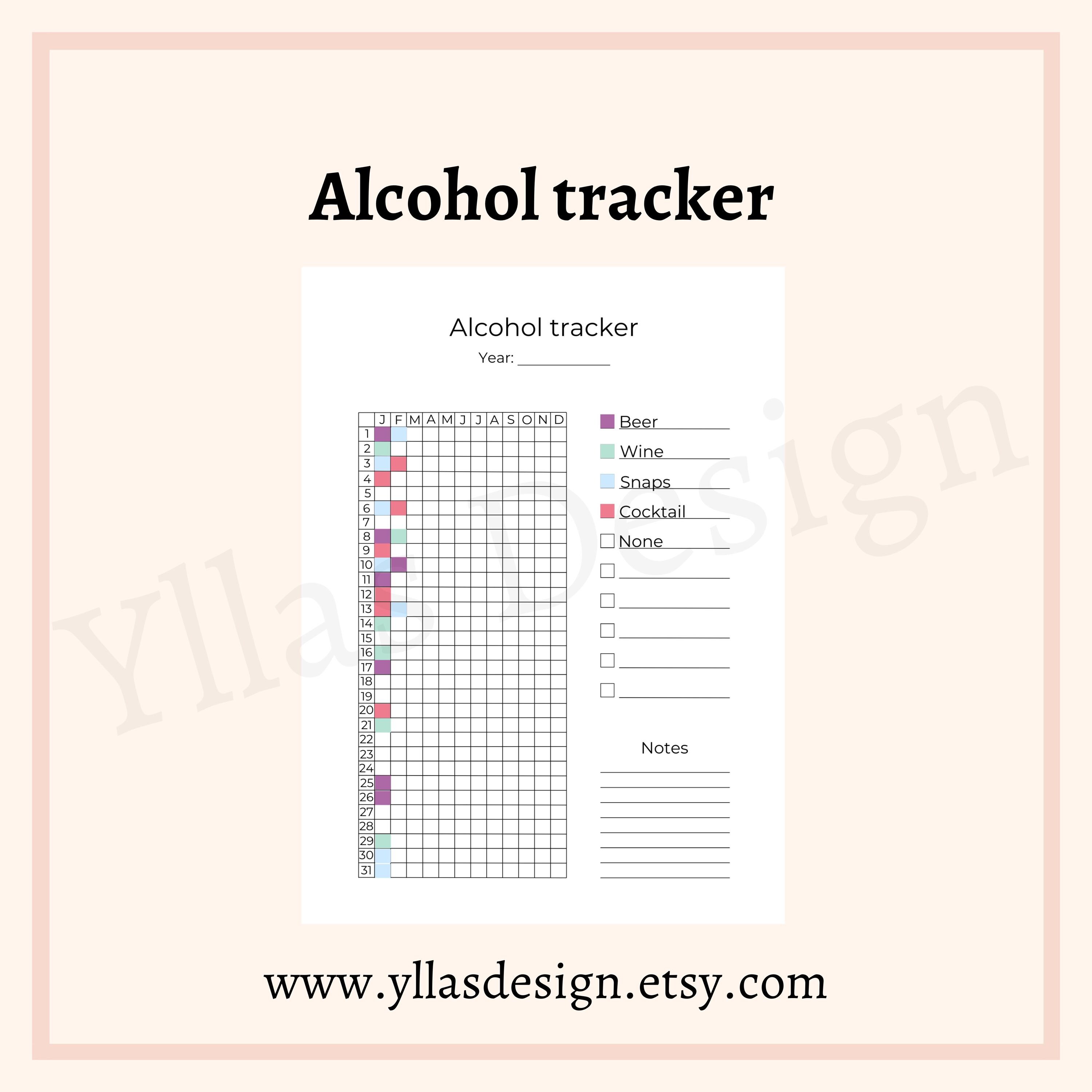 Alcohol Tracker Printable Planner Page Pdf Track Alcohol Wine Tracker ...