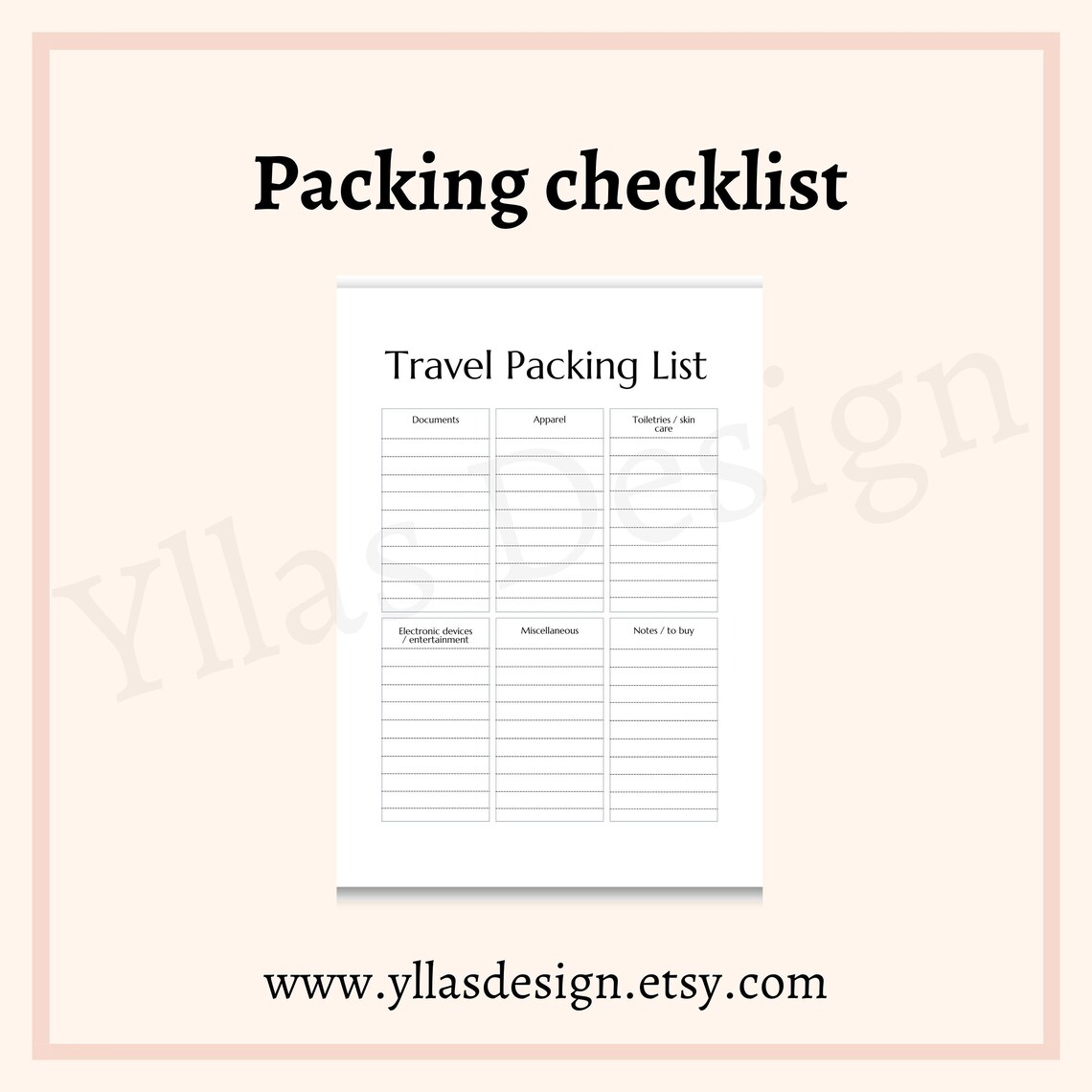 Travel Packing Checklist Printable Pdf Vacation Packing List Travel ...