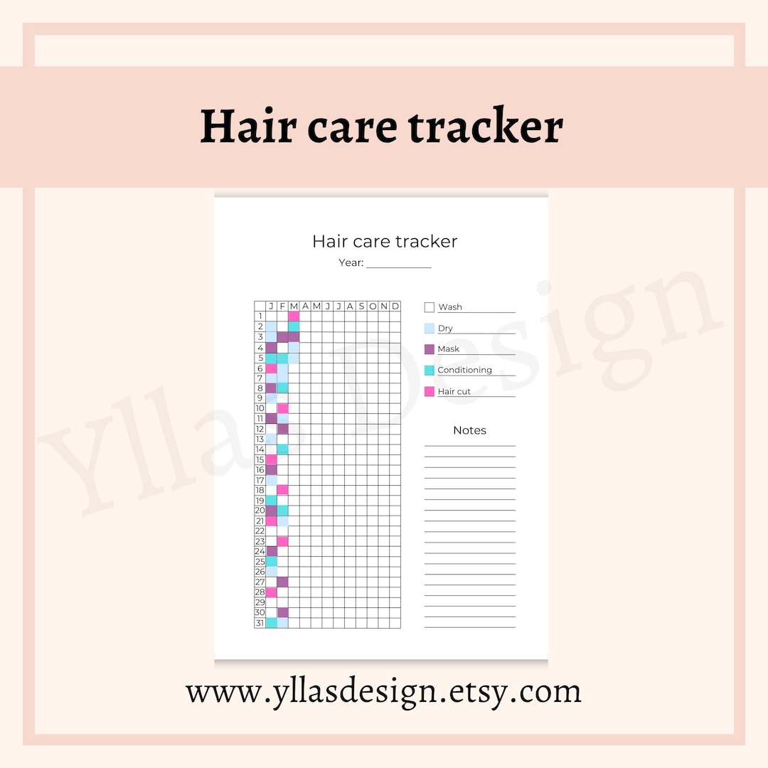 Hair Care Tracker Printable Pdf Hair Wash Tracker Self Care Journal ...