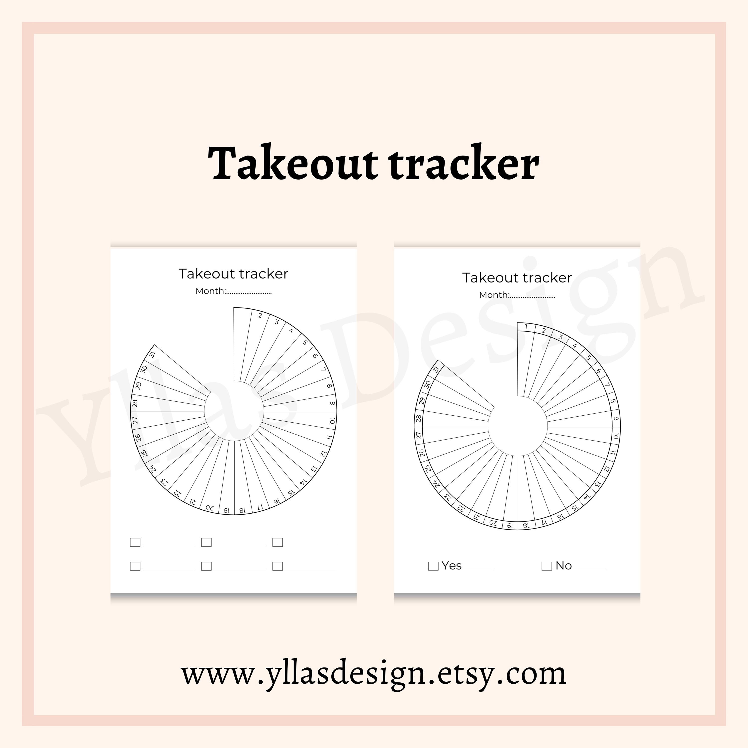 Takeout Tracker Journal Page Printable Pdf Eating Tracker Food Log ...