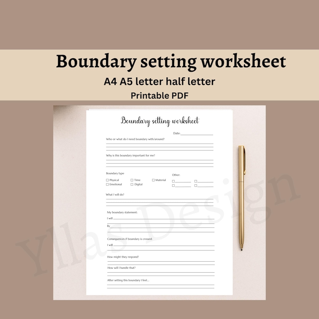 Boundary Setting Worksheet Printable Pdf Reflect Personal Boundaries ...