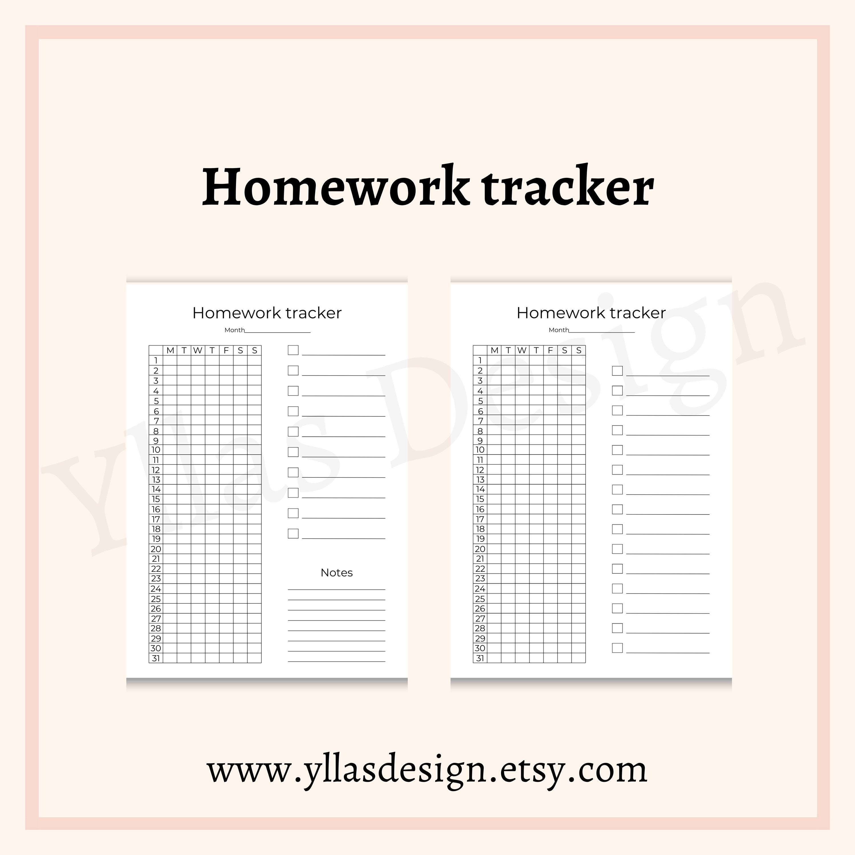 Homework Tracker Printable Pdf Student Planner Page Student Journal ...