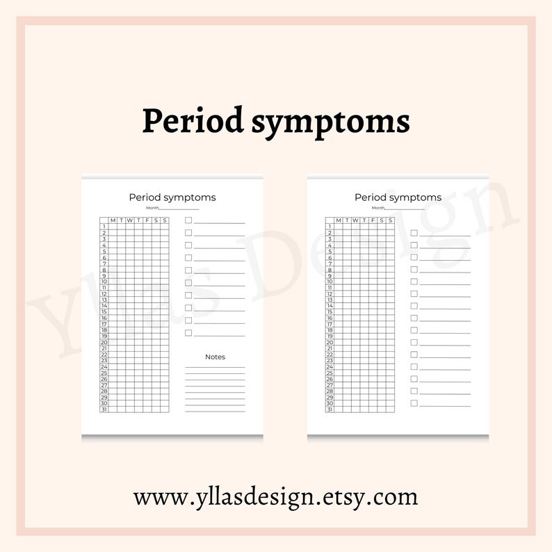 Period Symptoms Tracker Printable Pdf Period Planner Page a Year in ...