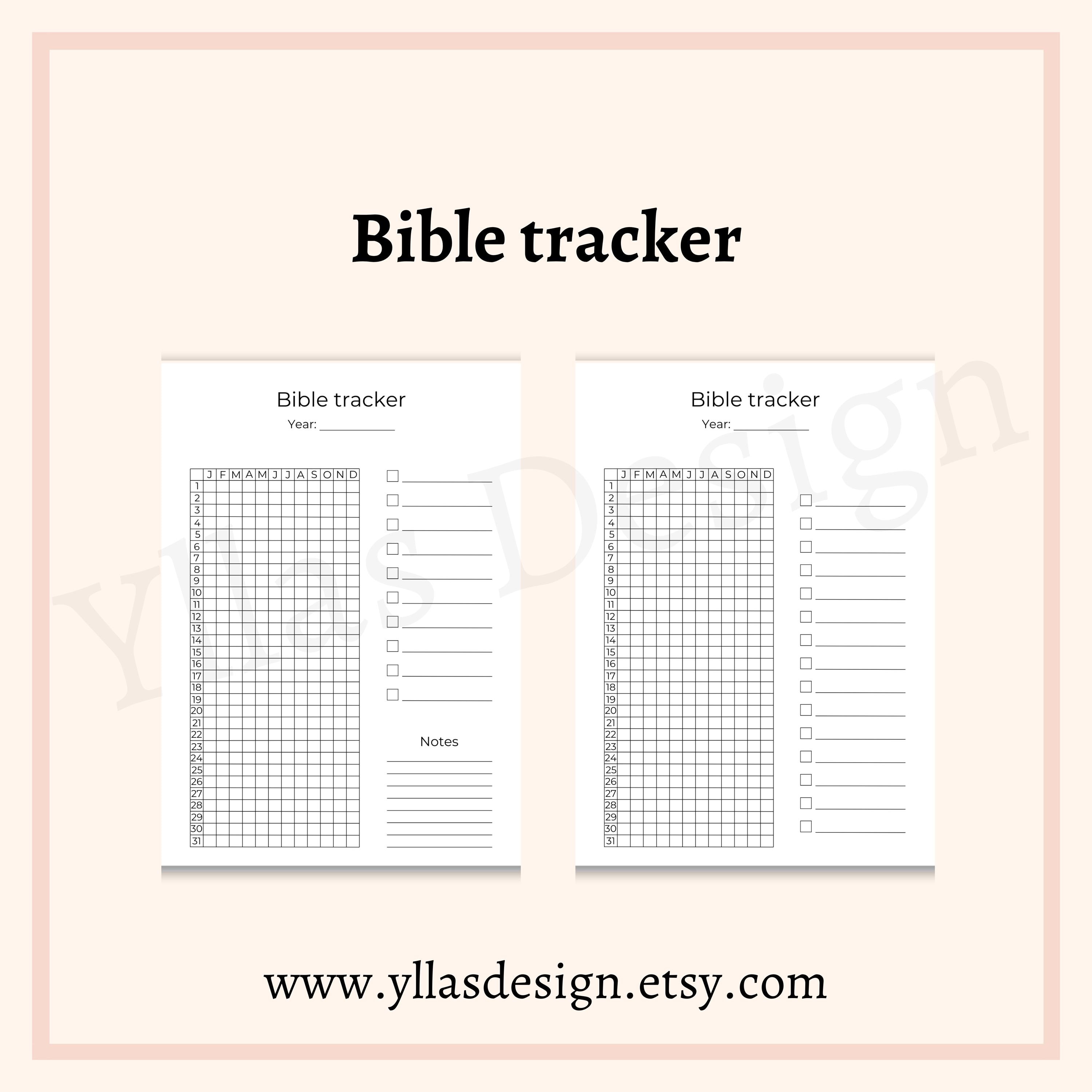 Bible Tracker Printable Pdf Bible Study Organizer Yearly Bible Reading ...
