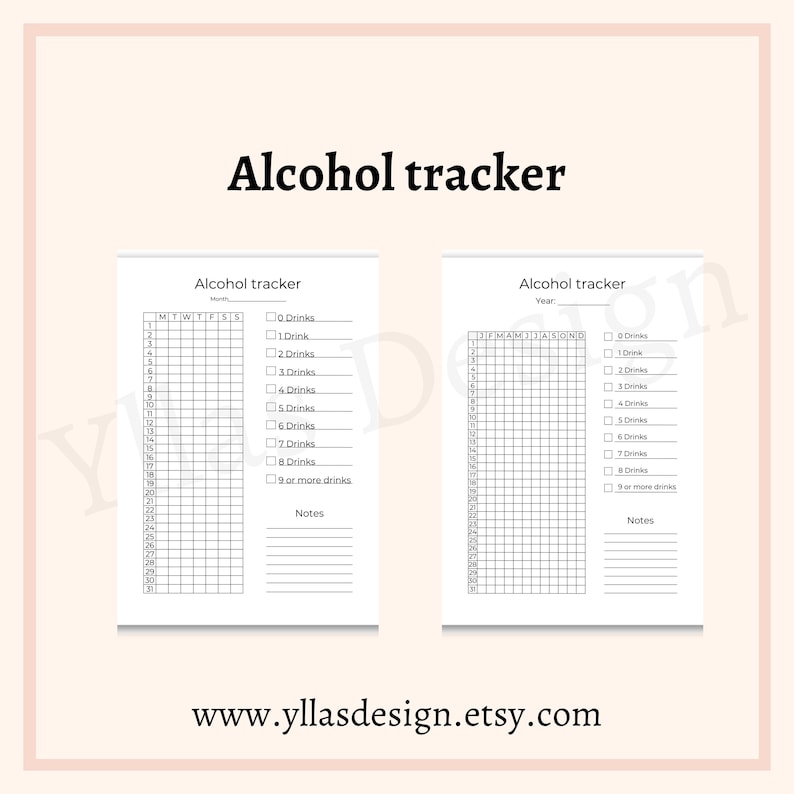 Alcohol Tracker Printable Planner Page Pdf Track Alcohol Wine Tracker ...