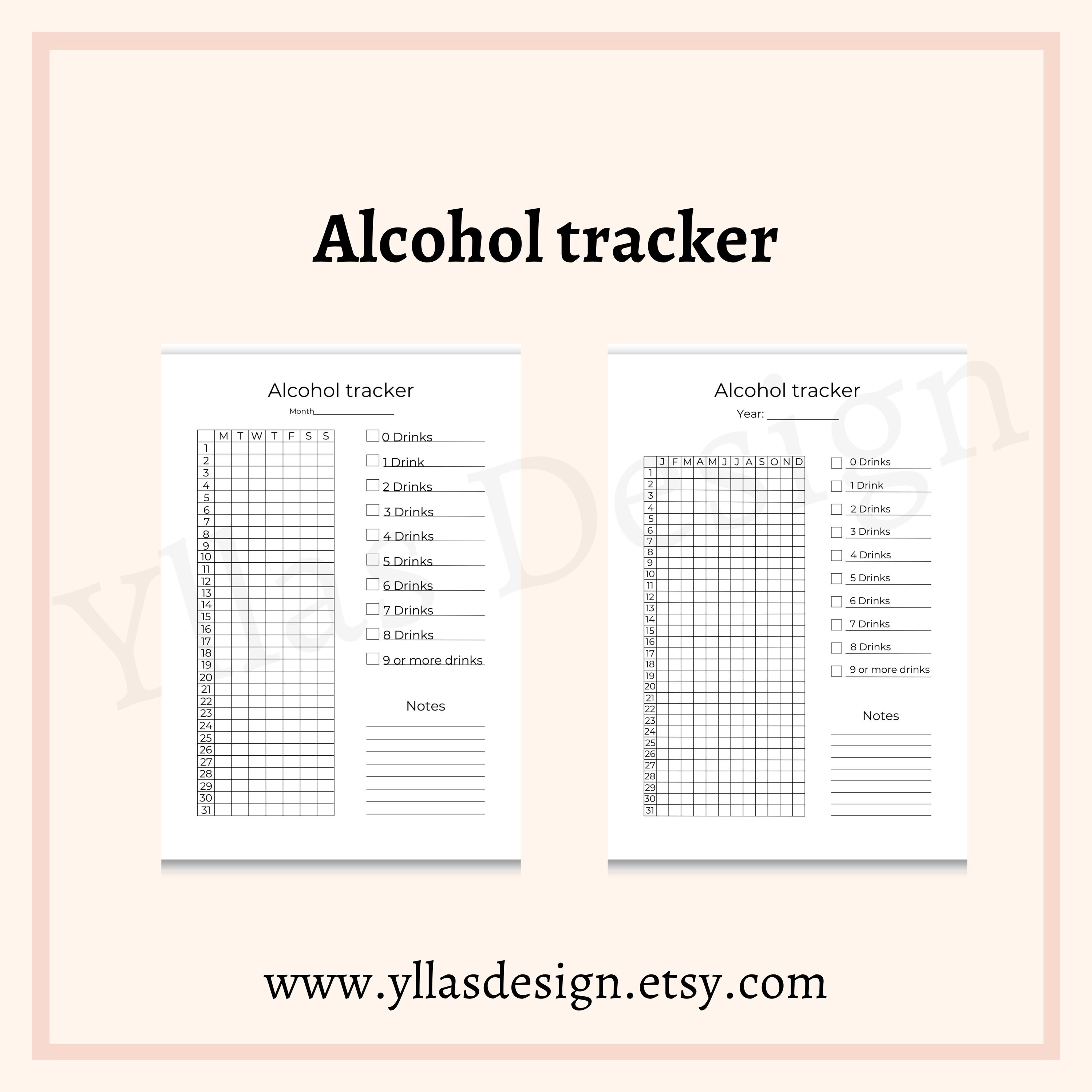 Alcohol Tracker Printable Planner Page Pdf Track Alcohol Wine Tracker ...