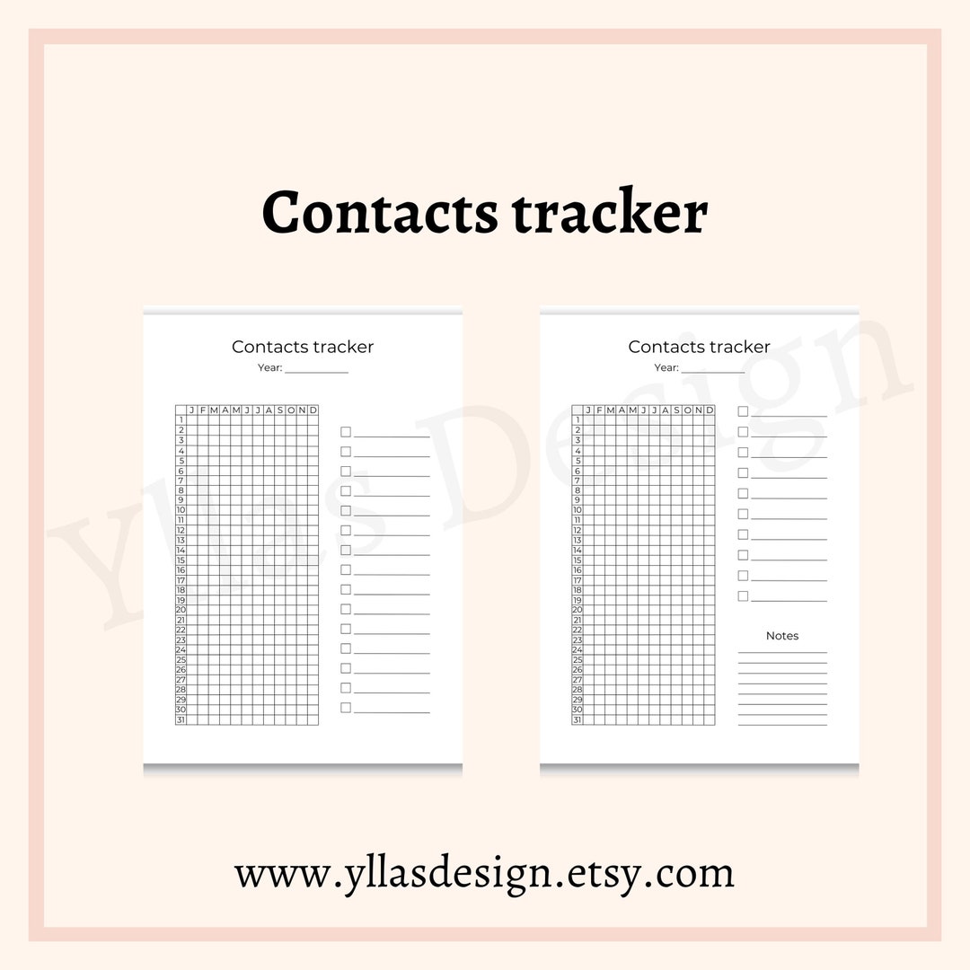 Contacts Tracker Printable Pdf Track Contacts Tracker Contact Lenses ...