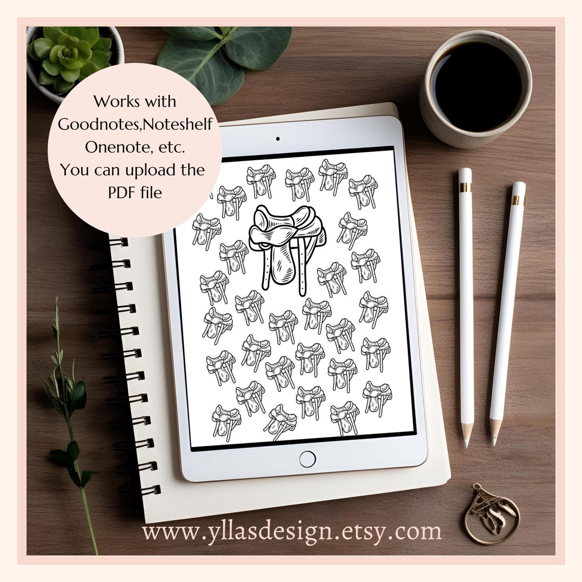 Western Sadle Doodle of the Day Printable Pdf Planner Page Journal Page ...