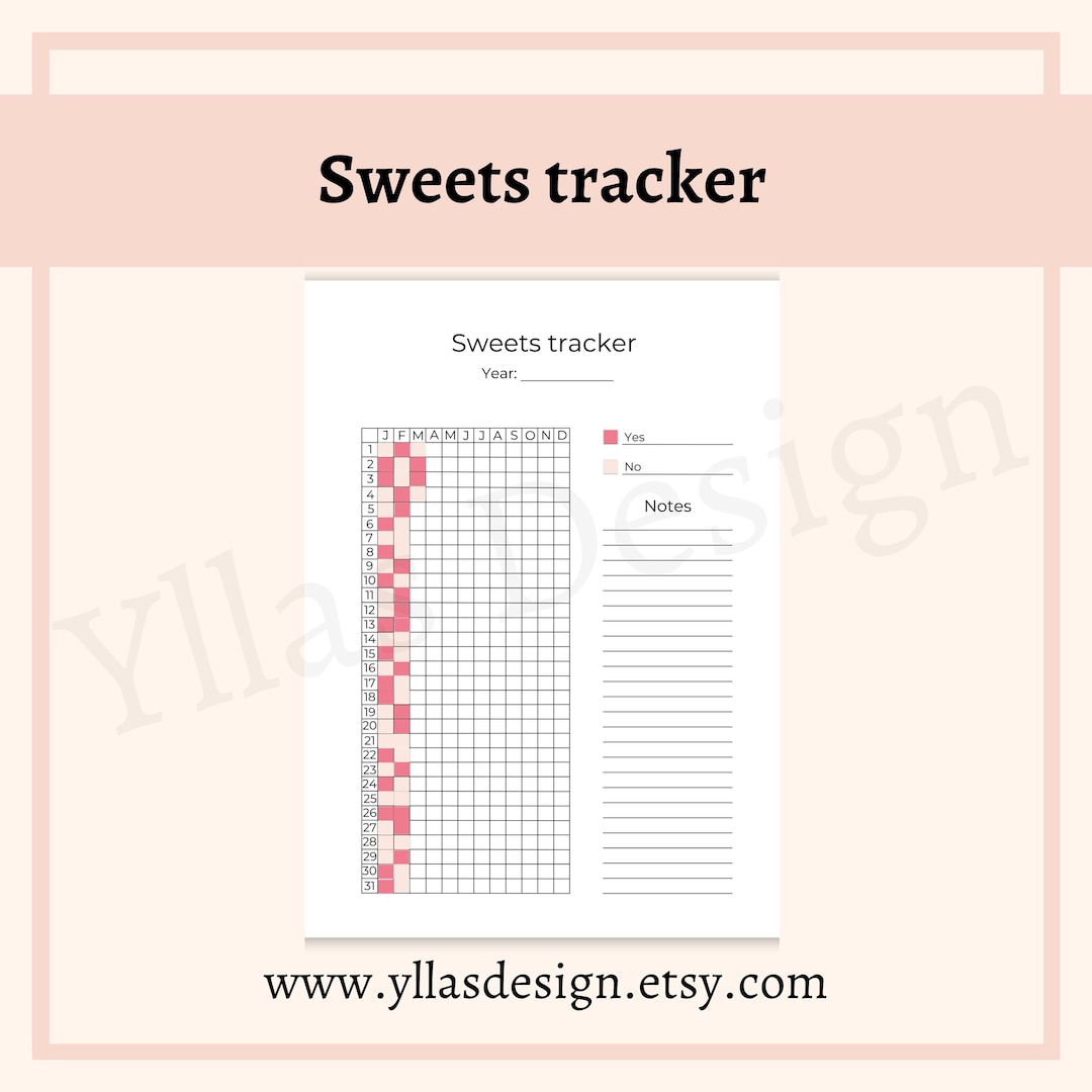 Sweets Tracker Printable Pdf Health Tracker Eating Tracker Fitness ...