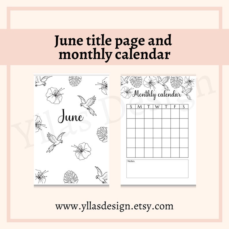 June Title Page Printable Pfd Monthly Cover Page Monthly Calendar ...