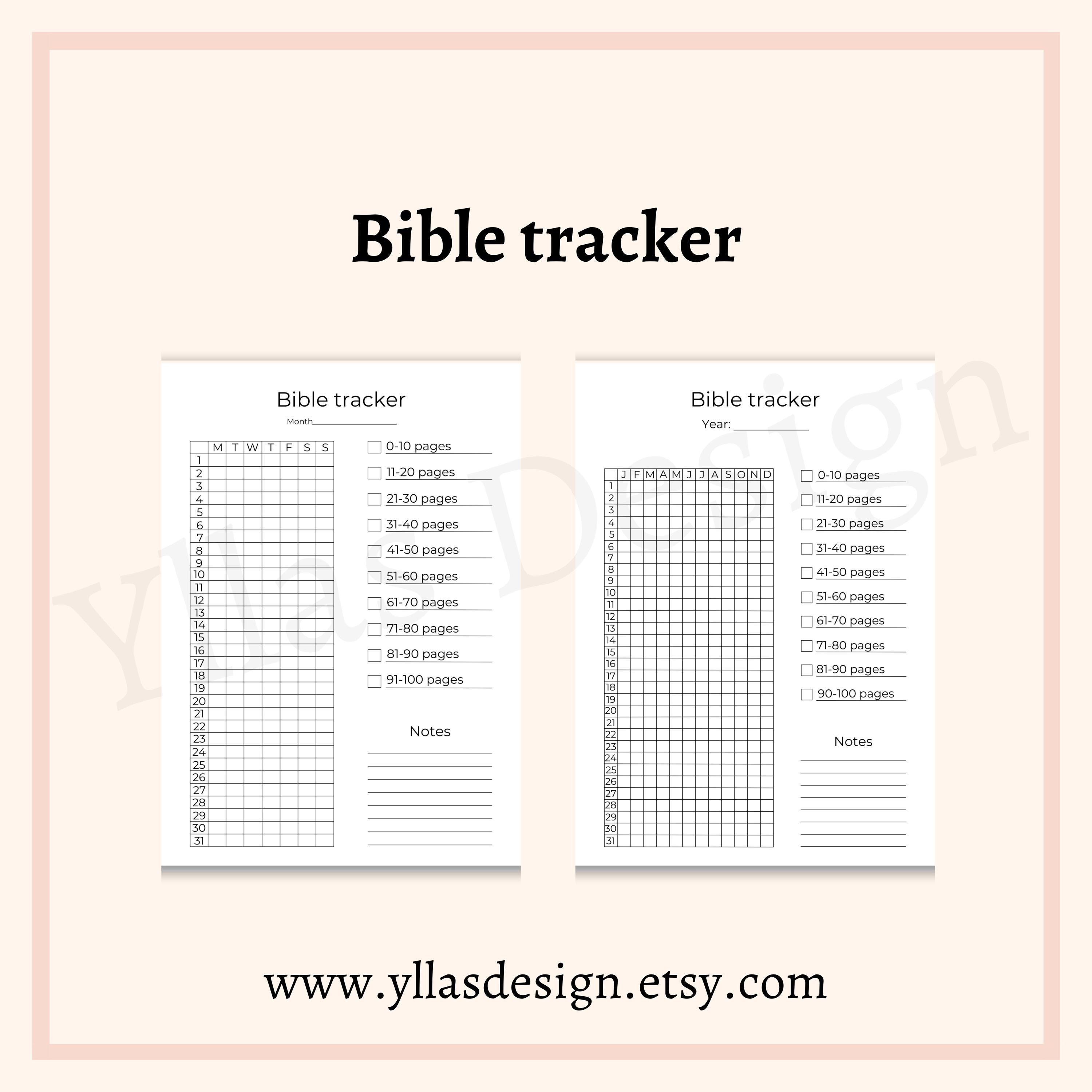 Bible Tracker Printable Pdf Bible Study Organizer Yearly Bible Reading ...