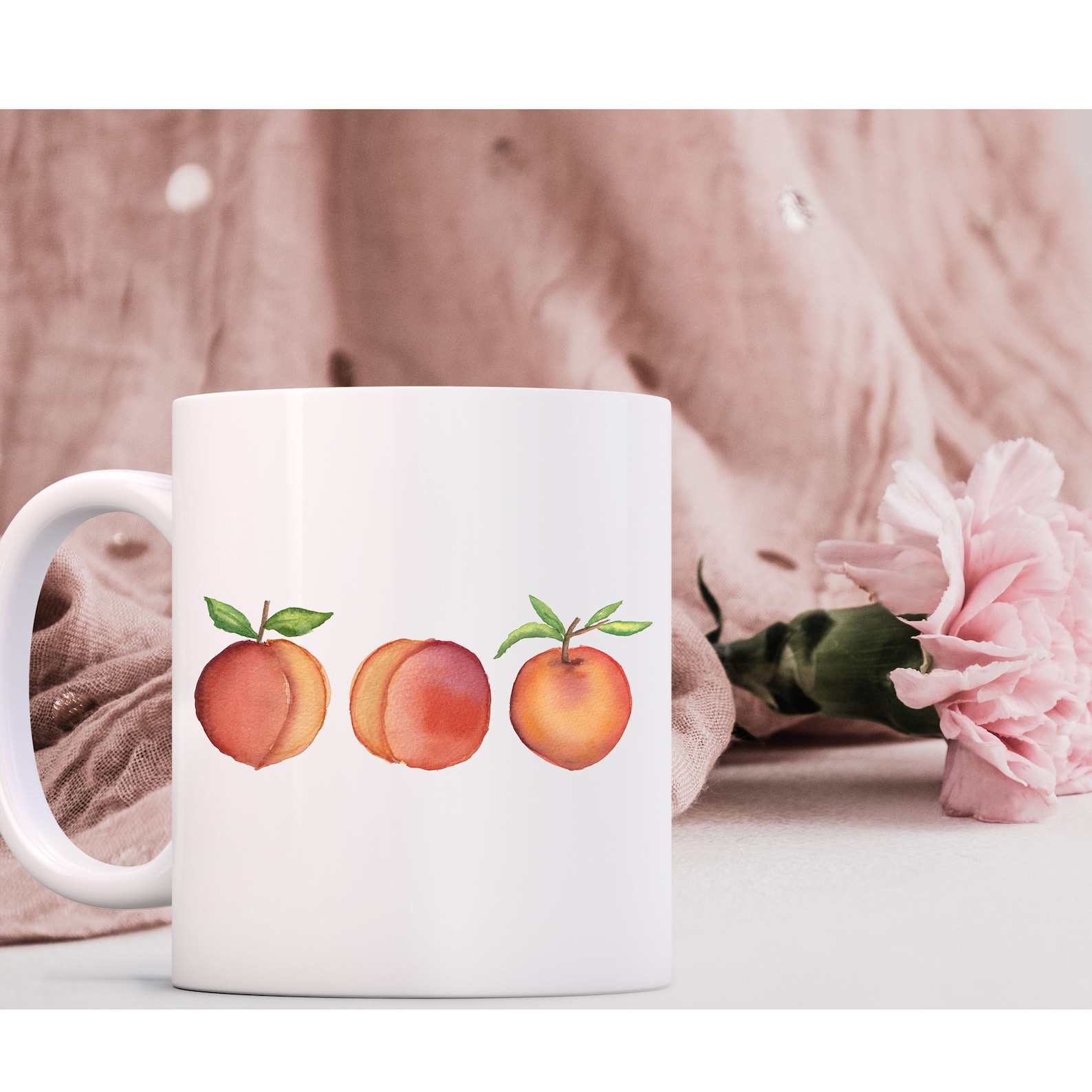 Peach Mug Birthday Gift Peach Art Design Mug Cottagecore Mug Peach ...