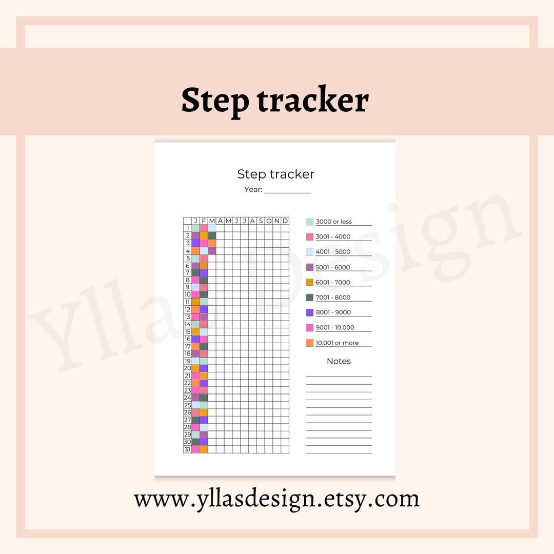Step Tracker Printable Pdf Step Goal Step Journal Page Step Log Planner ...