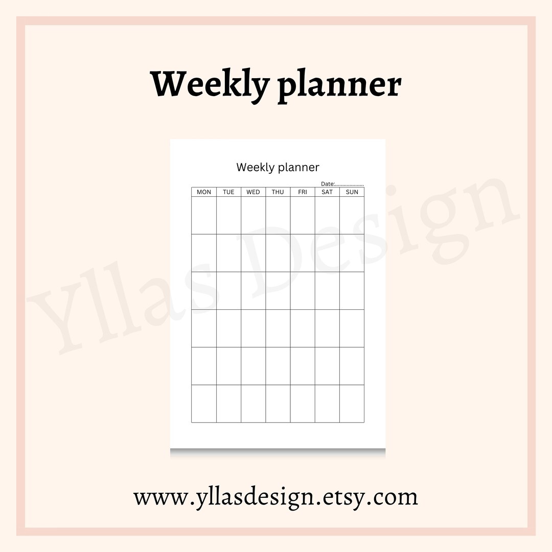 Weekly Minimalist Planner Printable Pdf Weekly Schedule Week at a ...