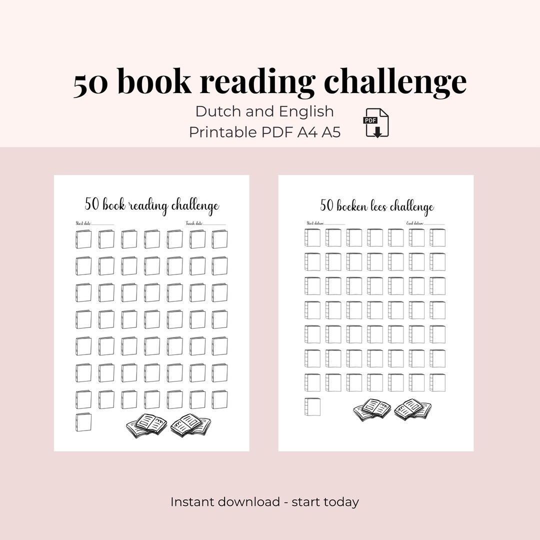 50 Book Reading Challenge Printable | Yearly Reading Challenge Tracker ...