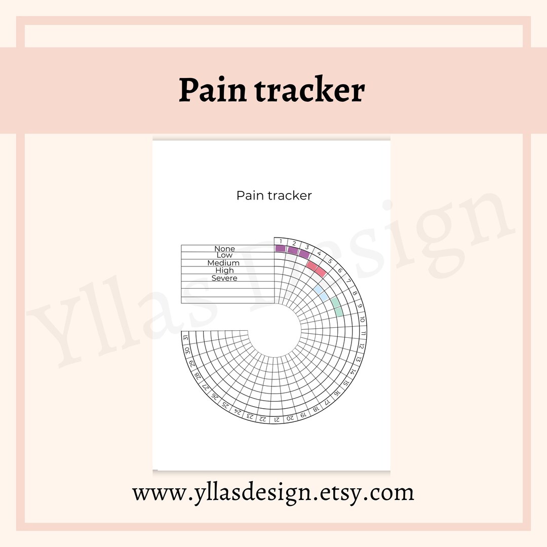 Pain Tracker A5 Yearly Printable Pdf Symptom Tracker Pain Log Health ...