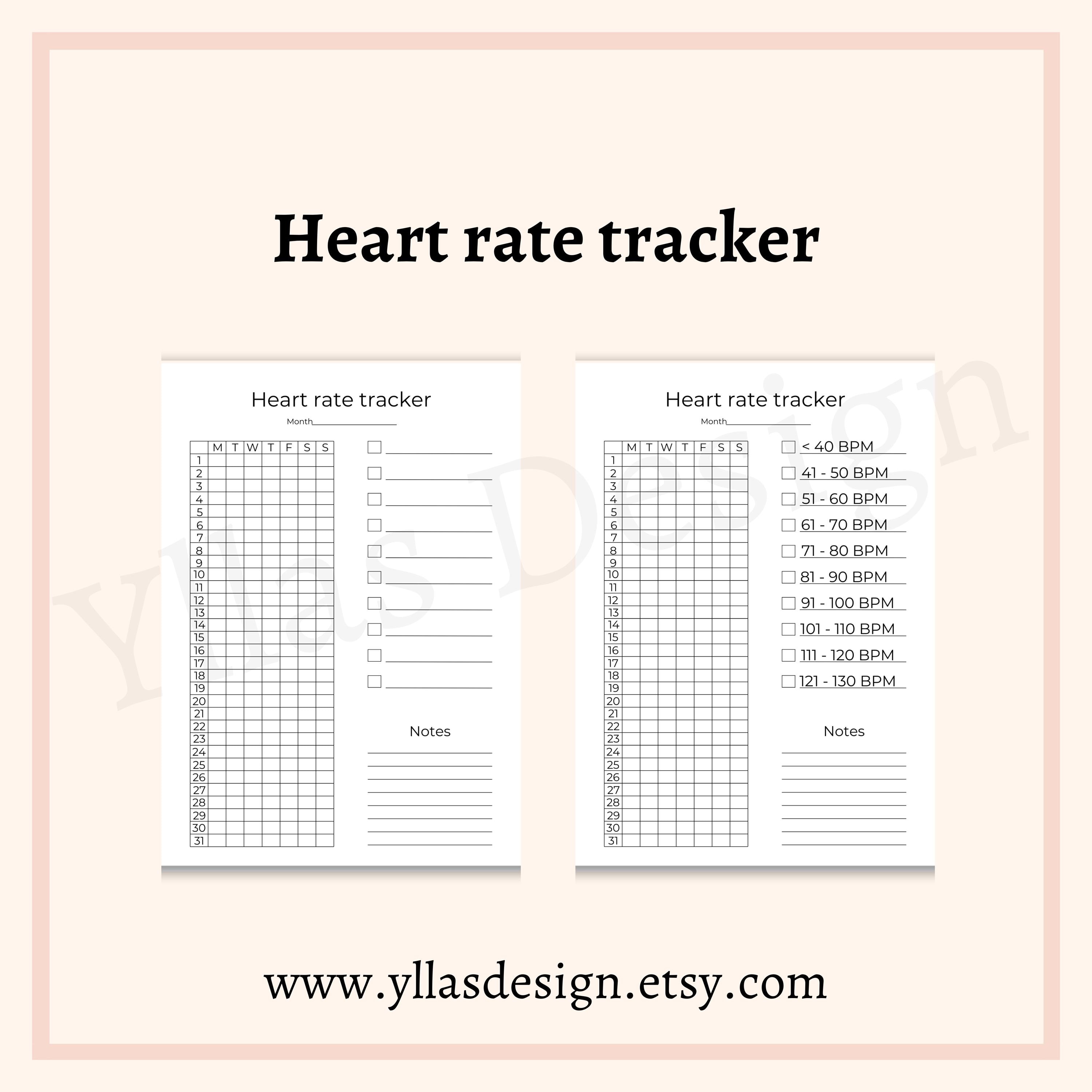Heart Rate Tracker Heart Rate Log Fitness Tracker Health Tracker ...