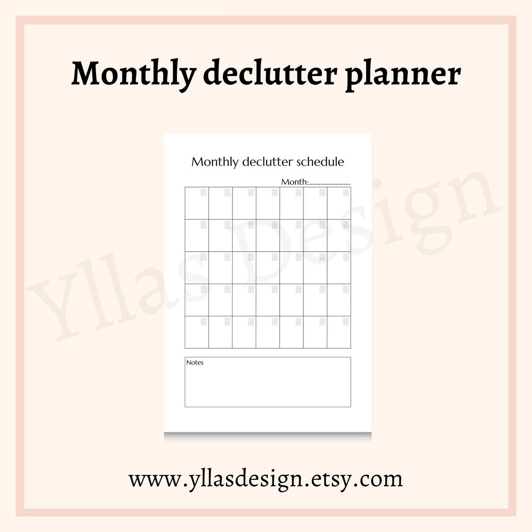 Monthly Declutter Schedule Printable Pdf 30 Day Decluttering Planner ...