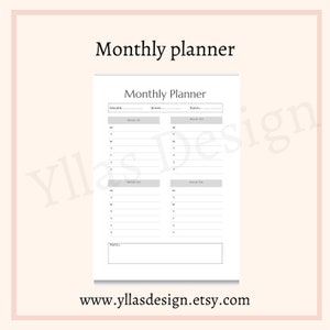 Undated Monthly Planner Printable PDF Minimalist Monthly Calendar ...
