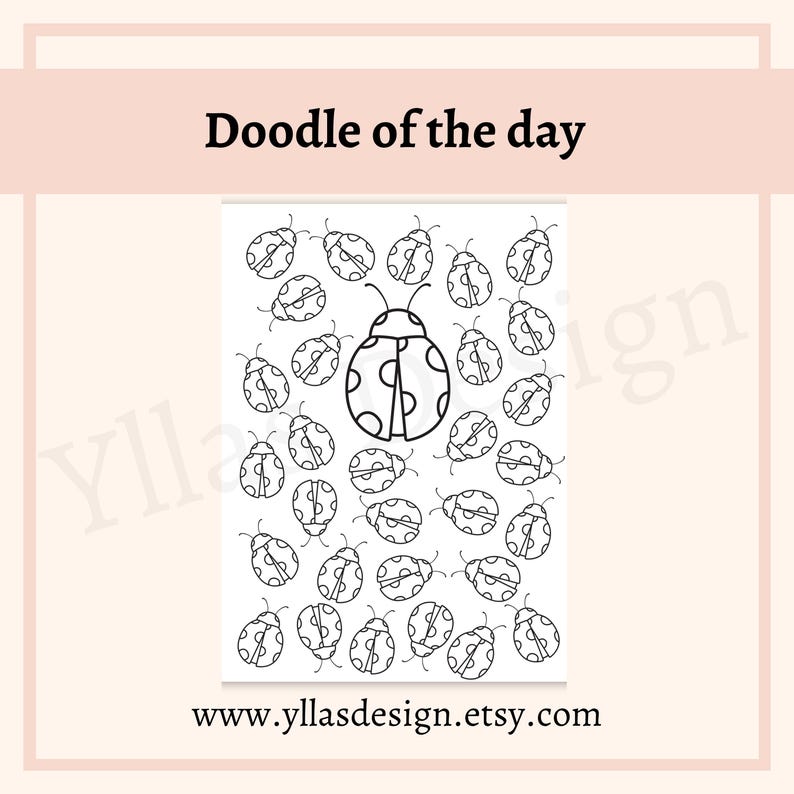 Lady Bug Doodle of the Day Printable Pdf Planner Page Journal Page ...