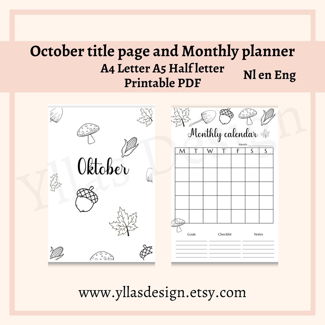 October Cozy Fall Bundle Weekly and Monthly Calendar Autumn Aesthetic ...