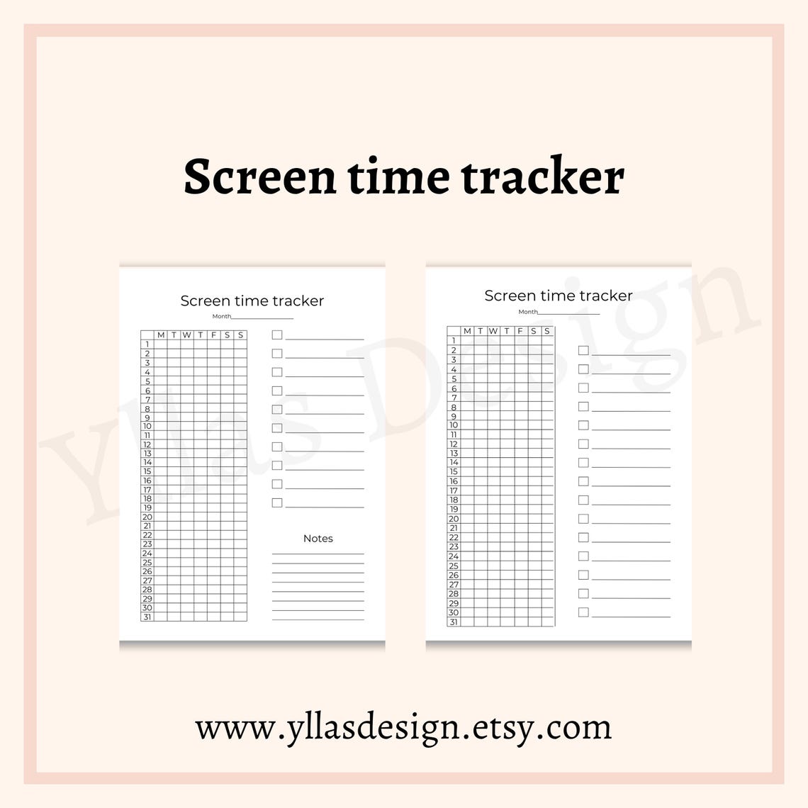 Screen Time Tracker Printable Pdf Habit Tracker Phone Tracker Journal ...