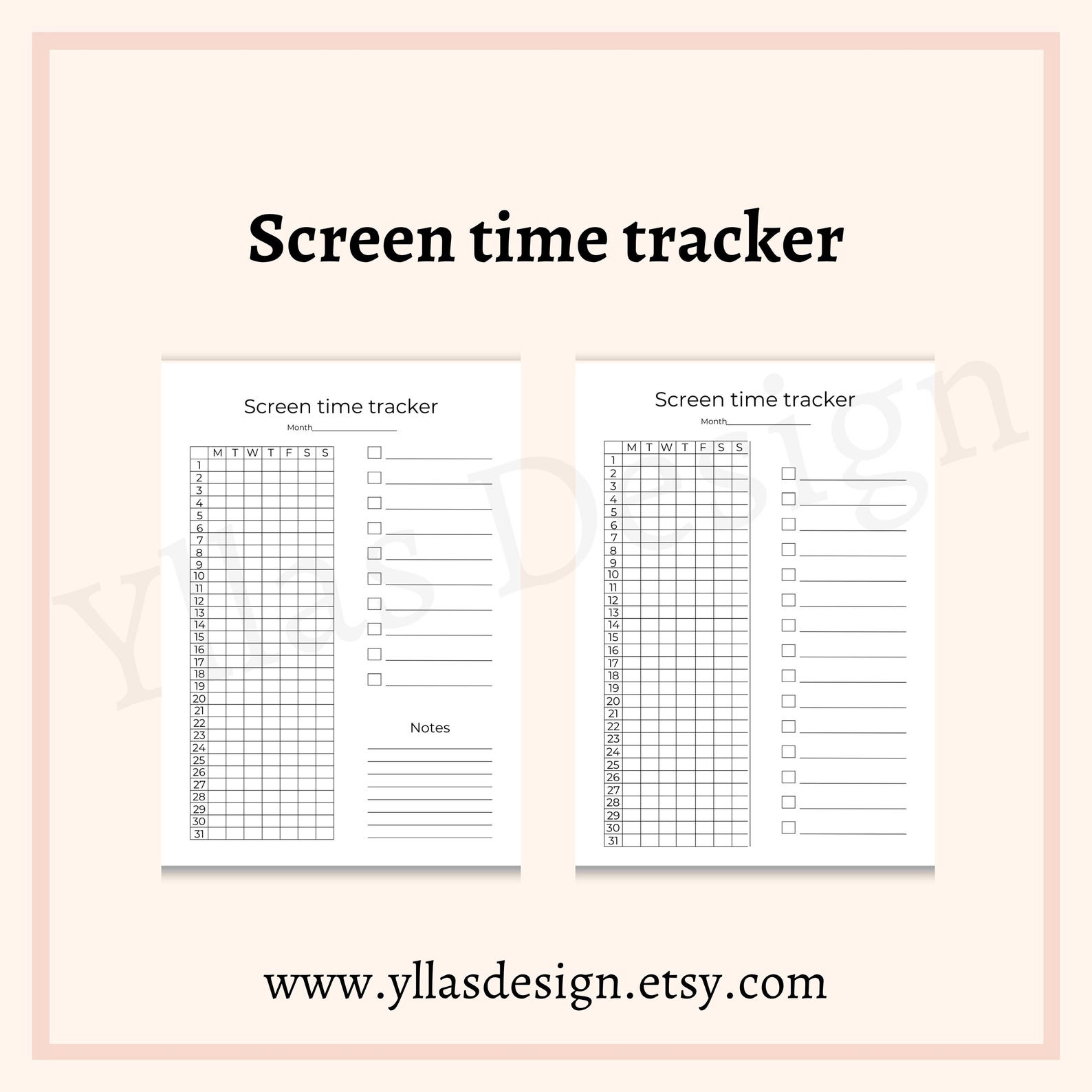 Screen Time Tracker Printable Pdf Habit Tracker Phone Tracker Journal Page Yearly Screen Time ...