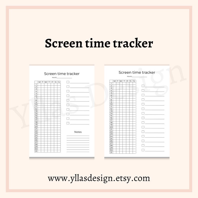 Screen Time Tracker Printable Pdf Habit Tracker Phone Tracker Journal ...