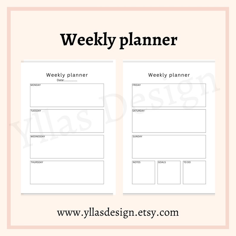Weekly Planner on 2 Pages Printable Pdf Weekly Agenda Weekly Schedule ...