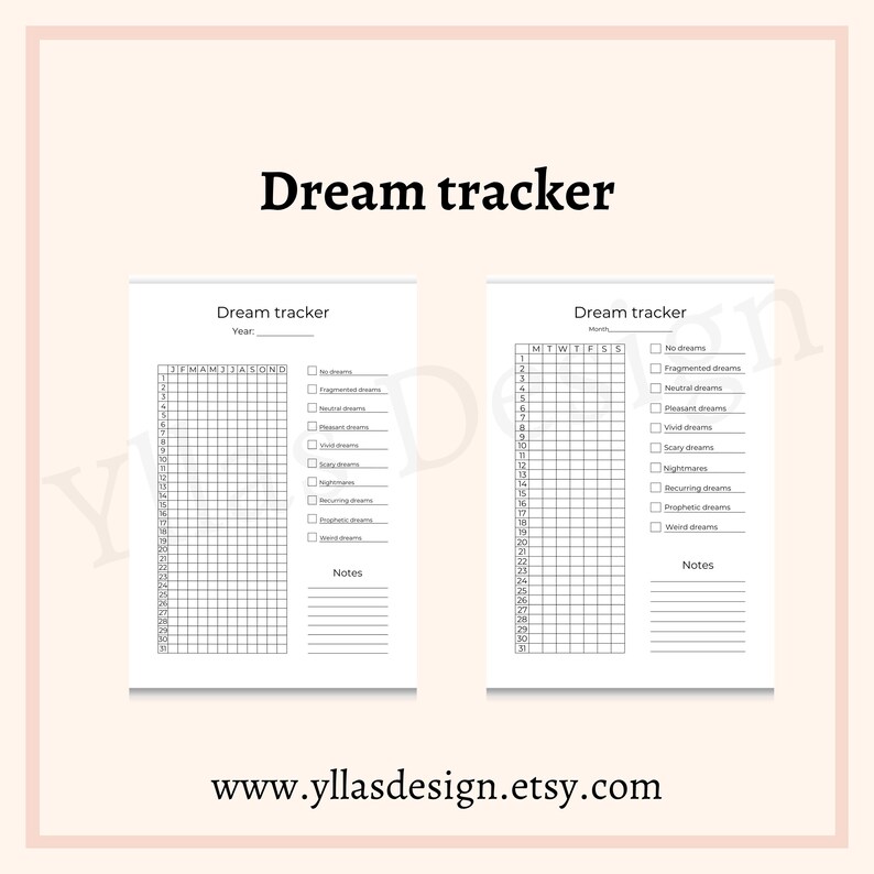 Dream Tracker Printable Pdf Journal Page Sleep Tracker Dream Log Dream ...