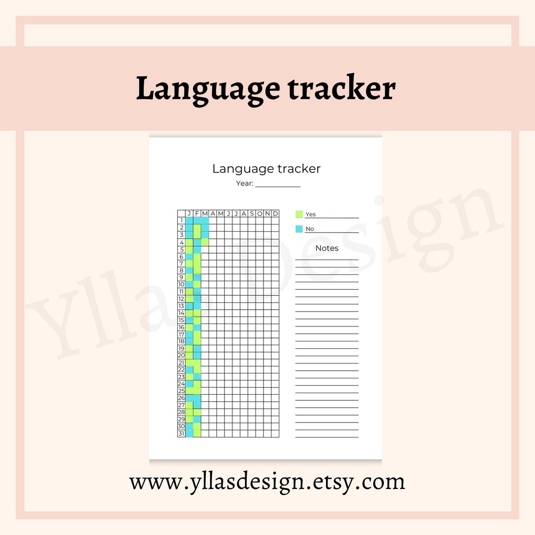 Language Tracker Printable Pdf New Language Log Learning Language Habit ...