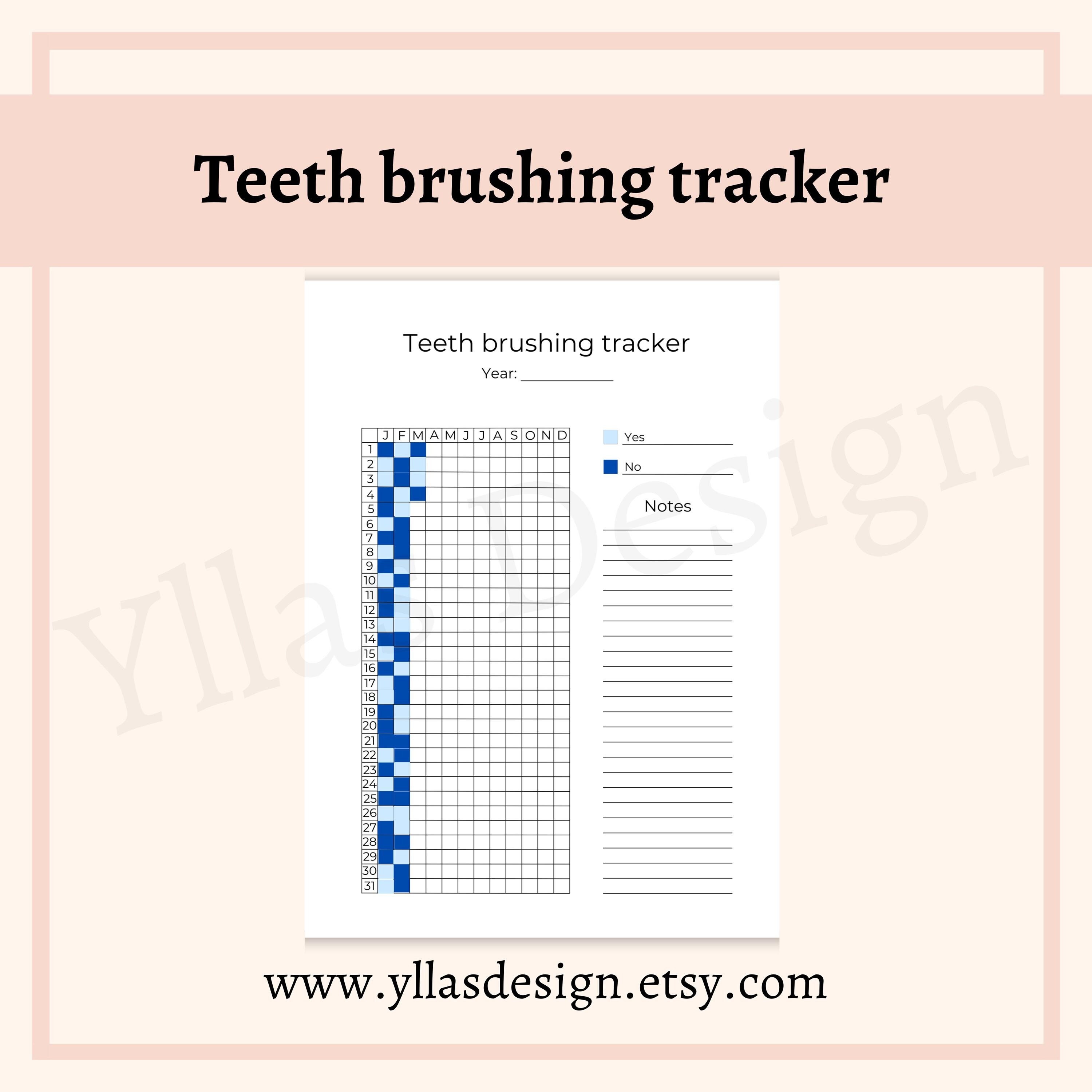 Teeth Brushing Tracker Printable Pdf Dental Hygiene Tracker Kids Teeth ...