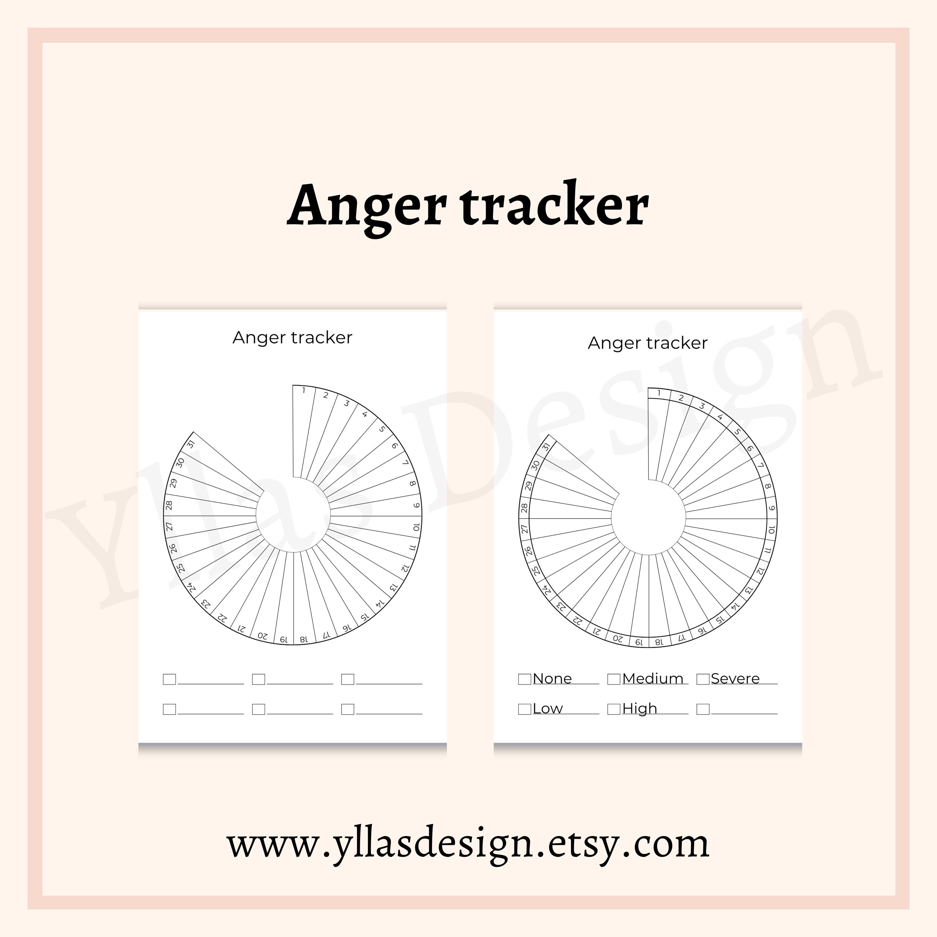 Anger Tracker Planner Page Printable Pdf Mood Tracker Daily Tracker a ...