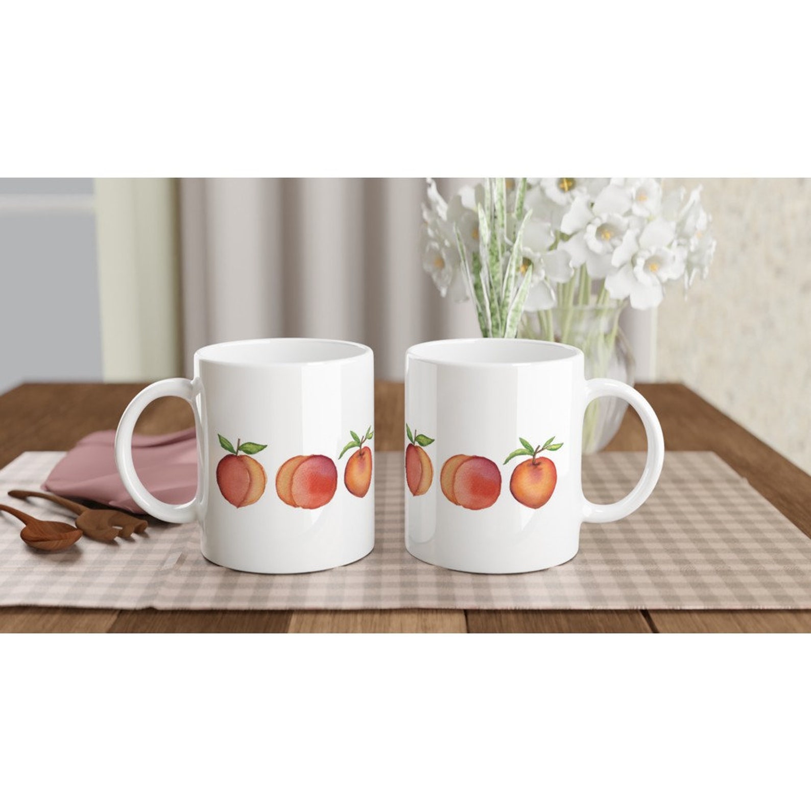 Peach Mug Birthday Gift Peach Art Design Mug Cottagecore Mug Peach ...