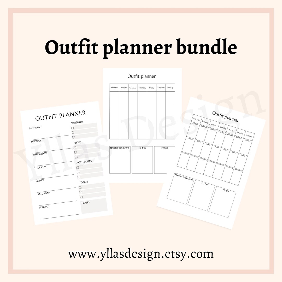 Travel Outfit Planner Bundle Editable Printable Pdf Vacation Outfit ...