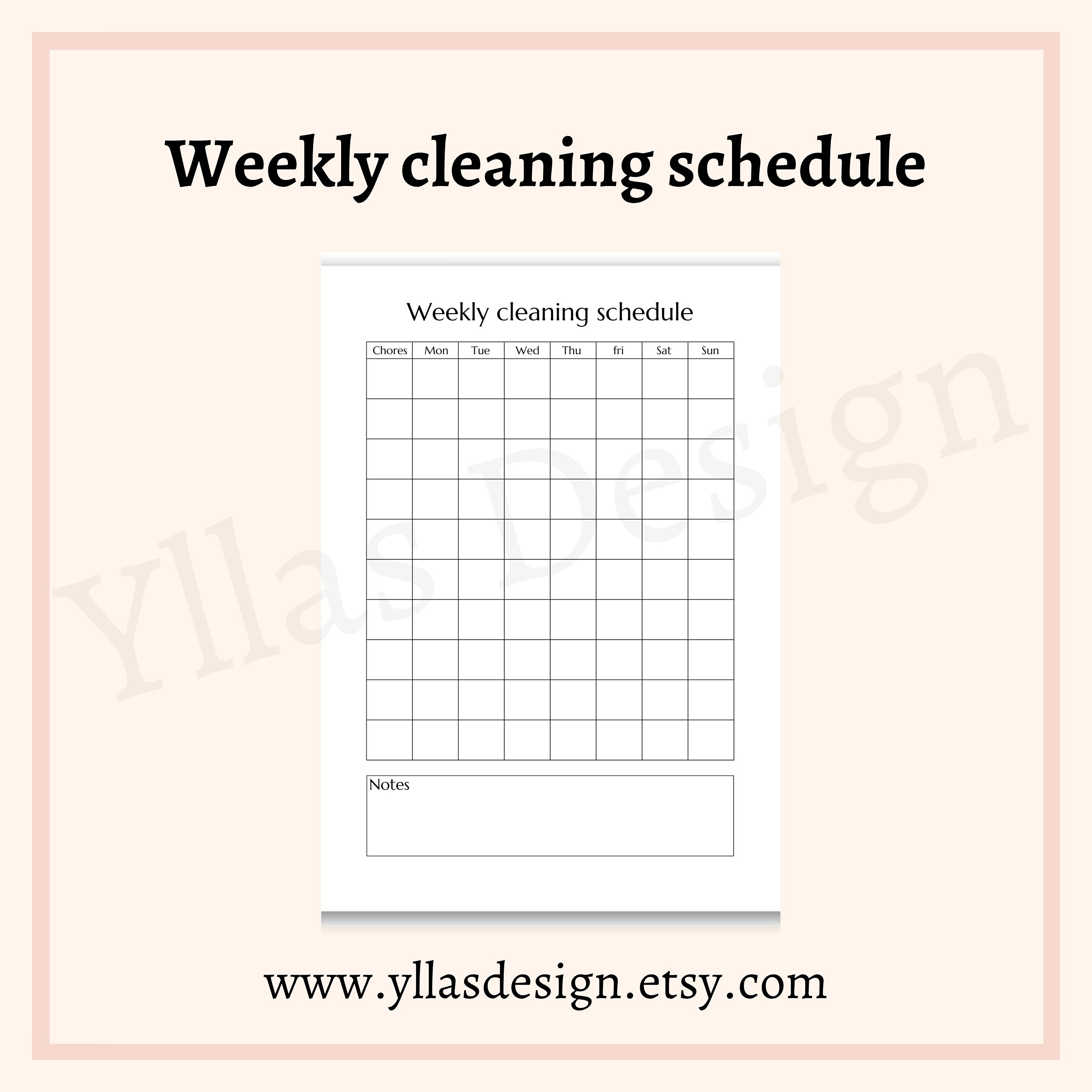 Weekly Cleaning Schedule Printable Pdf 7 Day Cleaning Schedule ...