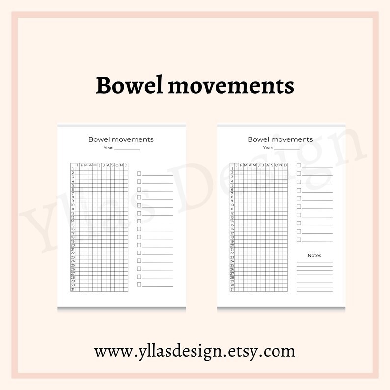 Bowel Movements Journal Page Printable Pdf Food Sensitivity Planner ...