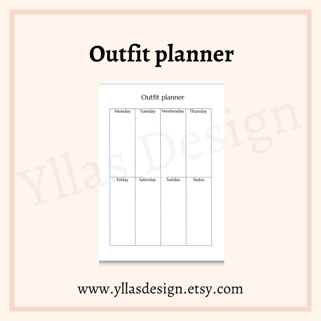 Daily Outfit Planner Printable Pdf 7 Day Outfit Planner Trip Outfit ...