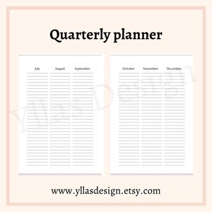 Yearly Calendar Planner Printable Pdf Quarterly Planner Three Months on ...