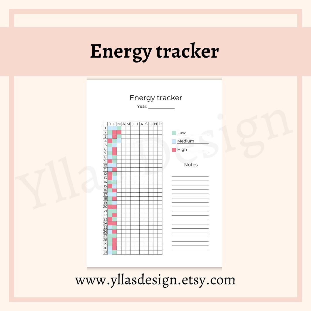 Energy Tracker Printable Pdf Mood Tracker Health Tracker Energie ...