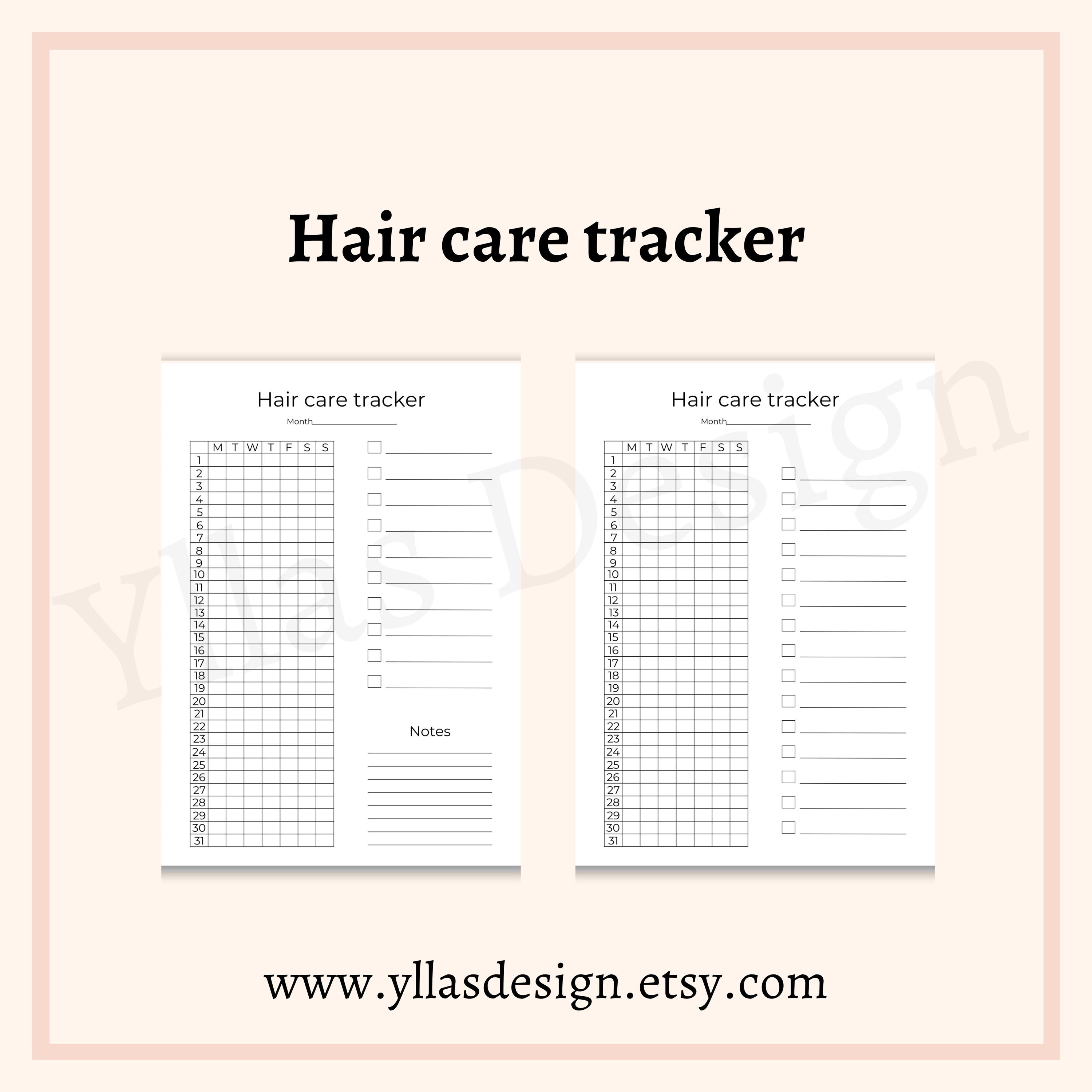 Hair Care Tracker Printable Pdf Hair Wash Tracker Self Care Journal ...