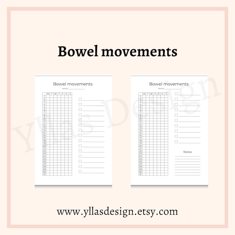 Bowel Movements Journal Page Printable Pdf Food Sensitivity Planner ...