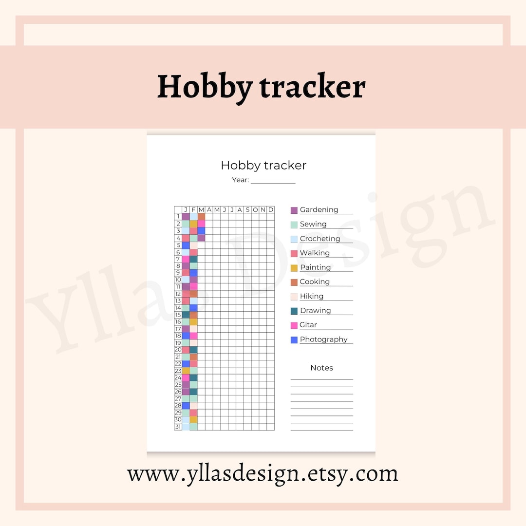 Hobby Tracker Printable Pdf Hobby Journal Page Habit Tracker Wellness ...