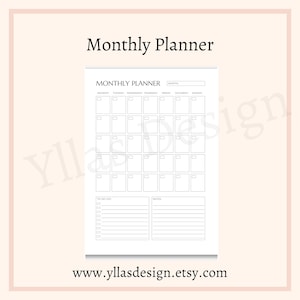 Undated Monthly Planner Printable PDF Minimalist Monthly Calendar ...
