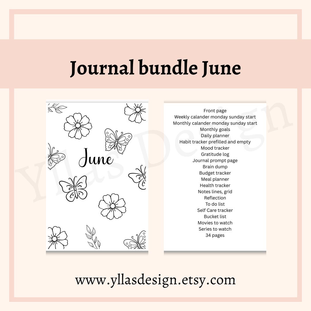 June Journal Bundle Printable Pdf June Journaling Pages 34 Planner ...