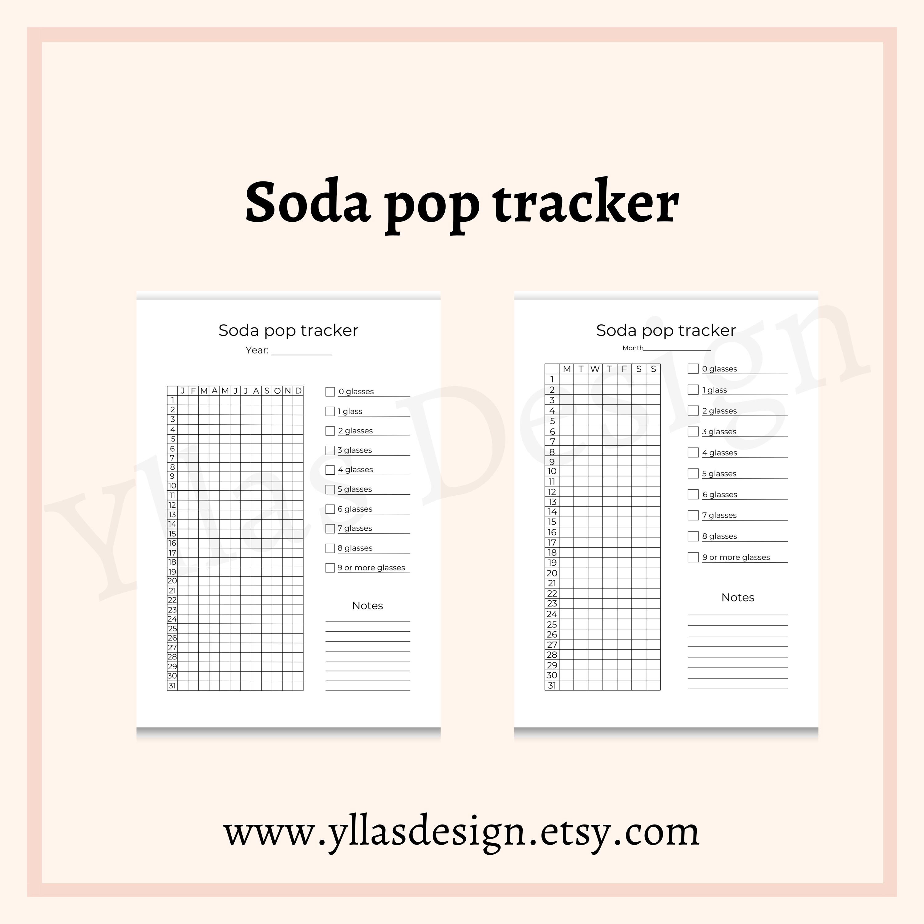 Soda Pop Tracker Journal Page Printable Pdf Health Tracker Daily Soda ...
