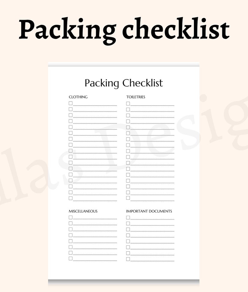 Packing Checklist Printable Pdf Travel Packing List Packing Checklist ...