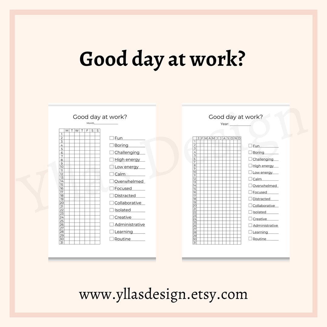 Good Day at Work Tracker Printable Pdf How Was Work Tracker Mood ...