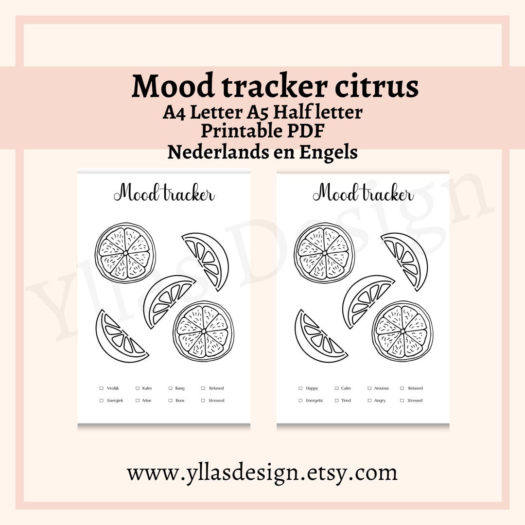 Citrus Mood Tracker Printable Fruit Slice Planner Page Daily Mood ...